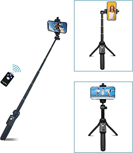 Fugetek 49" Selfie Stick Monopod Professional High End FT-568, For Apple iPhone, Android Samsung, & DLSR Cameras, Aluminum Alloy, Rechargeable Wireless Bluetooth Remote (Black)