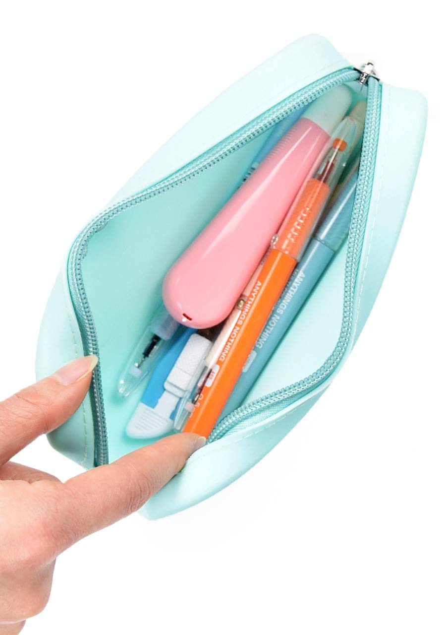 Gorgcase Silicone Pen Pencil Bag case with Zipper, Water Leak Resistant,Toiletry Essentials Holder, Cosmetic Pouch Organizer Drop kit for Personal Items,School,Gift,Kid,Teen, Student, Red