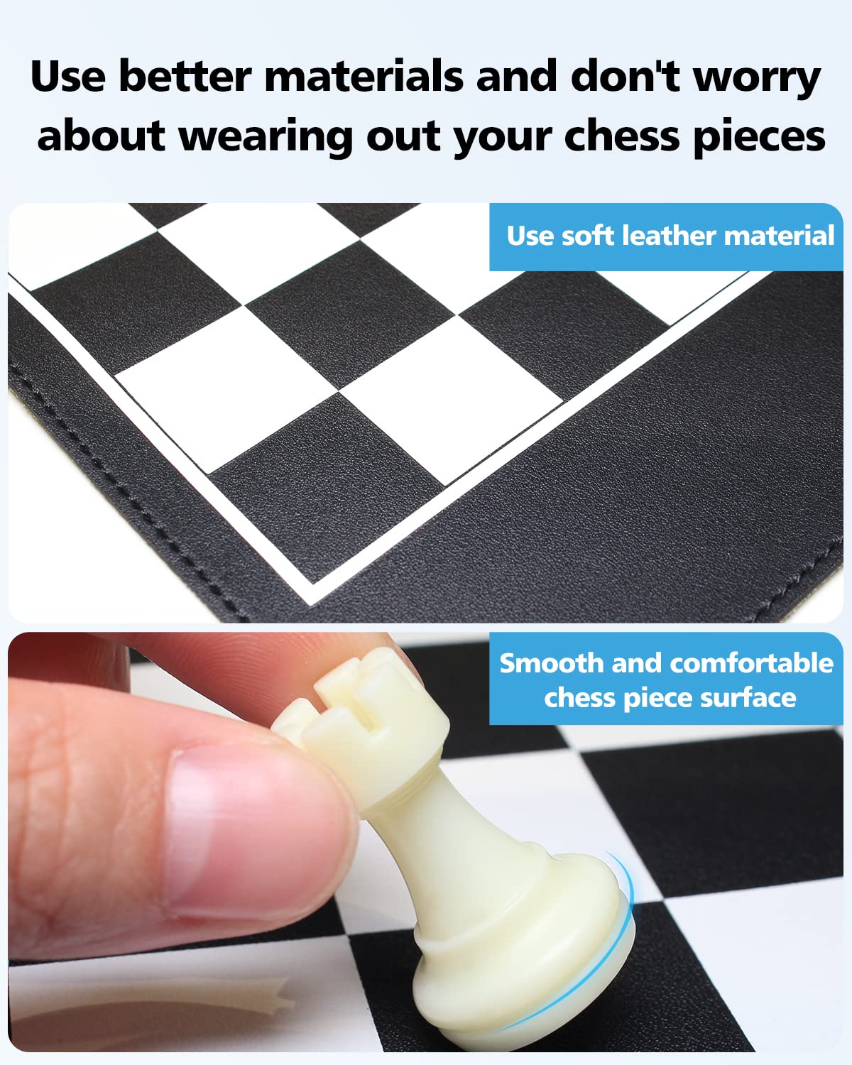 COBER Chess and Piece Set, Genuine Leather Roll-Up Travel Game for Adults and Kids,Camping Games, Gift for Outdoor Enthusiasts, Size: 9.8''x1.7'' Lightweight and Portable