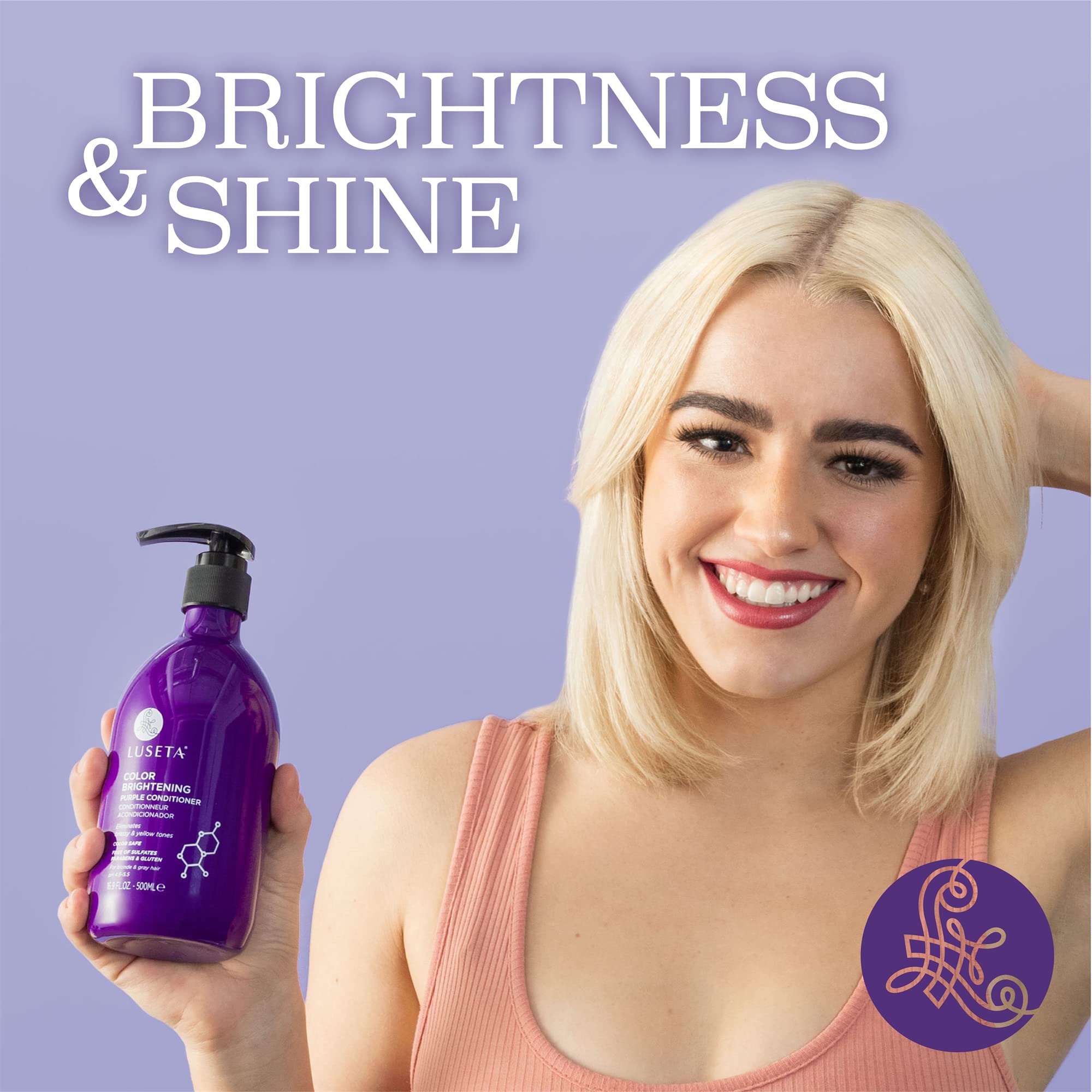 Luseta Purple Conditioner for Colored, Grey, Blonde & Dry/Damaged Hair - Women's Sulfate & Paraben Free, 16.9oz