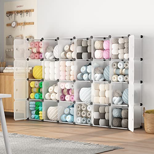 Aeitc 24 Storage Cubes- 14โโx14โโ Cube, More Sturdy (add Wire Panel), DIY Clothes Organizer, Craft Cube Storage with Doors, Bookshelf Units, Toy Storage Cabinets