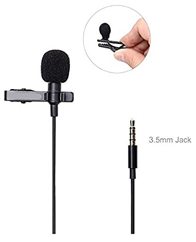 Camidy Clip On Lapel Microphone,Mini Handless Lavalier Mic 3.5mm Jack Wired Omnidirectional Condenser Microphone for Voice Recording