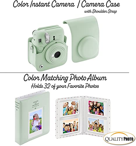 Fujifilm Instax Mini 12 Instant Camera with Case, 60 Fuji Films, Decoration Stickers, Frames, Photo Album and More Accessory kit (Mint Green)