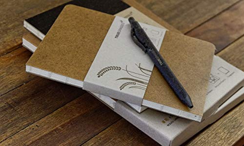 TRUEGRASSES Hardcover Notebook (5x7), Flat Open, Straw + PP, Recycled Paper, Cream (off-white), 70gsm, 160 Sheets, Grid