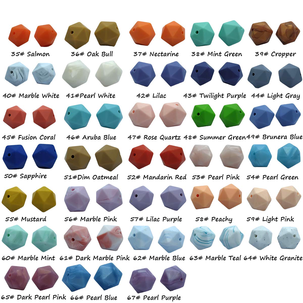 Alenybeby 30pcs 17mm Silicone Polygon Pearl Beads Silicone Geometric Icosahedron Shape Beads Hexagon Bulk Bead for Keychain DIY Mom Necklace Bracelet Craft Jewelry Making
