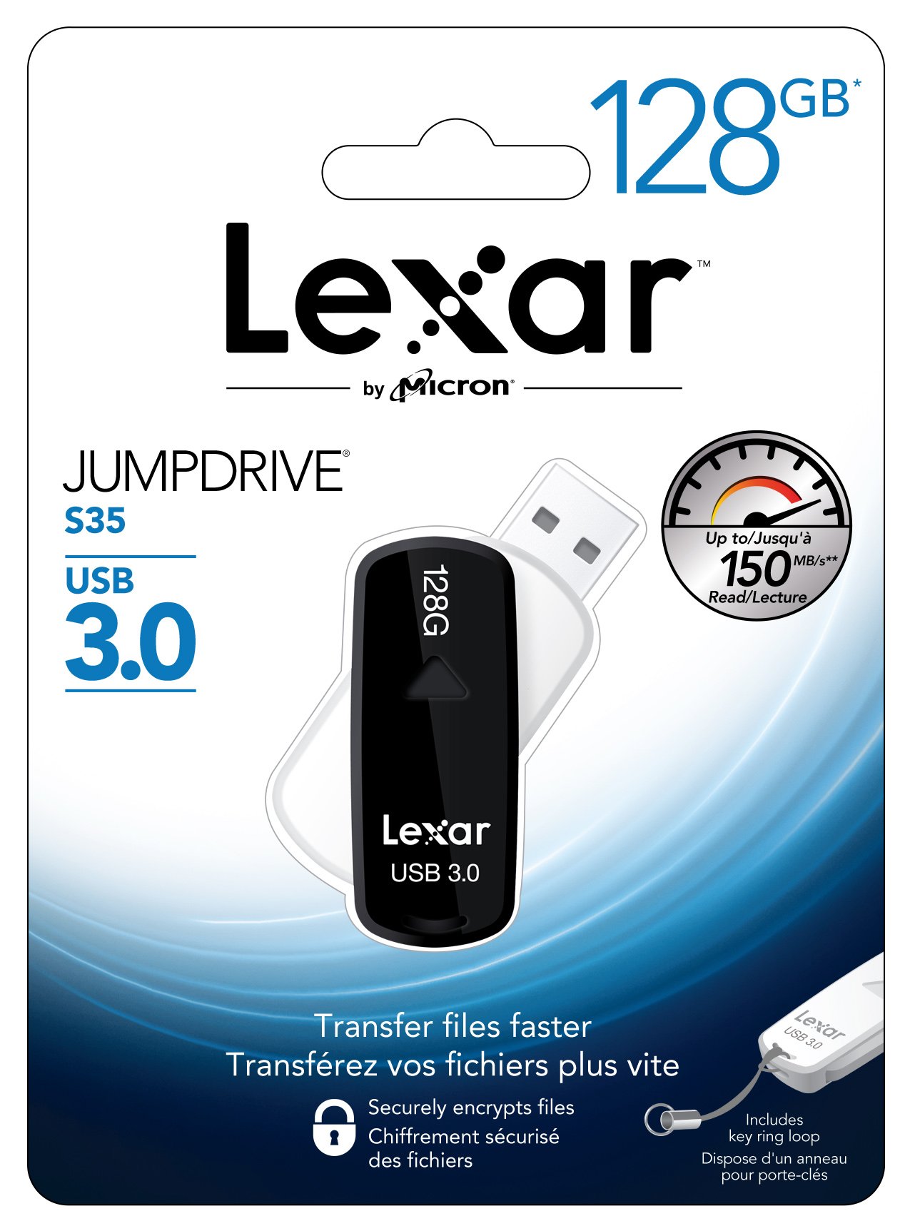 Lexar JumpDrive S35 128GB USB 3.0 Flash Drive - LJDS35-128ABNL (Black)