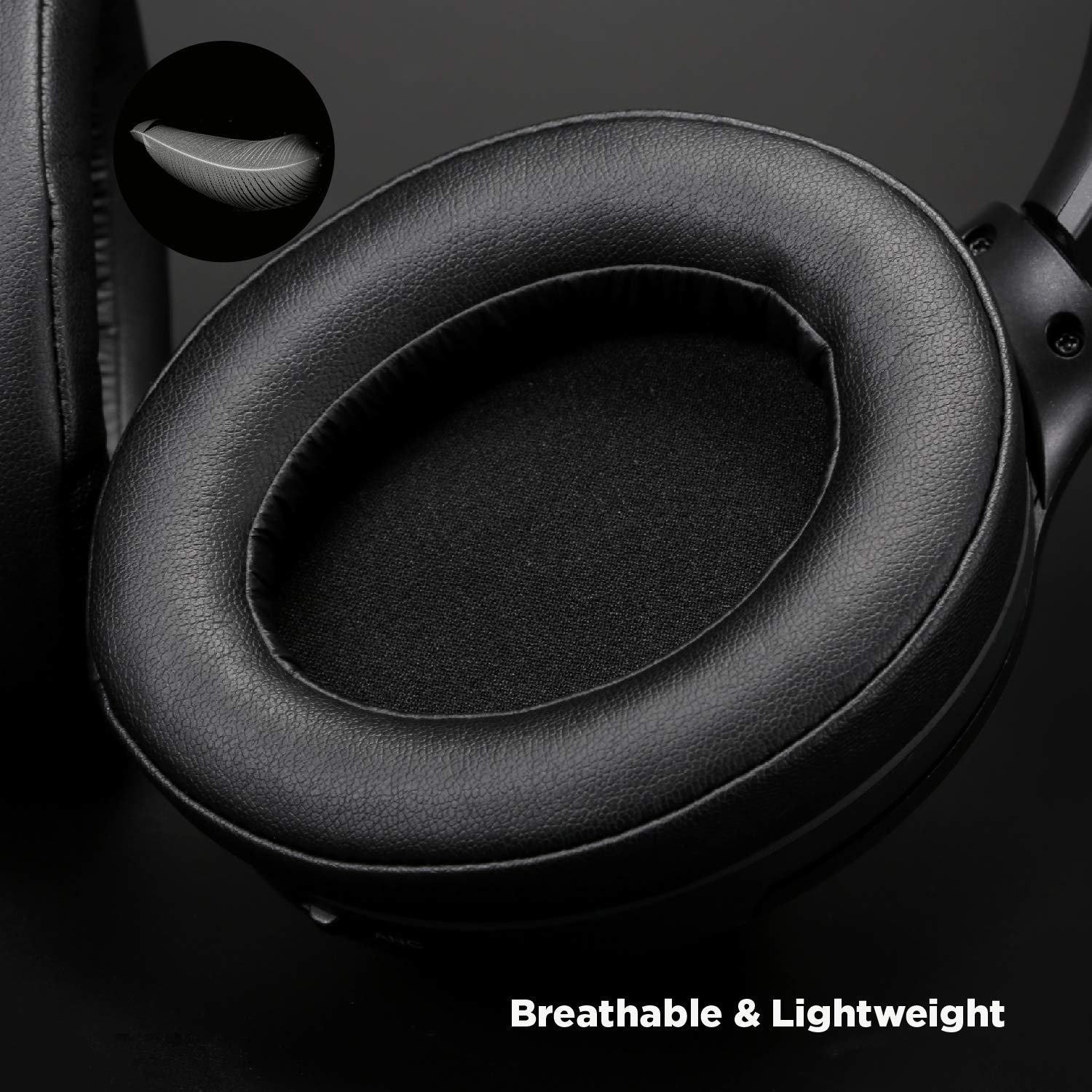 abingo Noise Cancelling Headphones Hybrid Active Over-Ear Head Phones with Bluetooth Microphone Wired or Wireless for Phone Call, Black