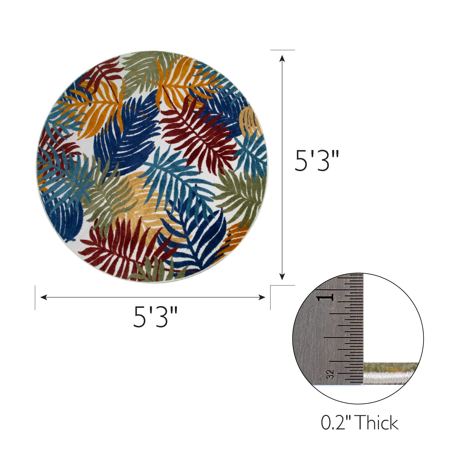 Leick Home 595207 Talipot Palm Indoor Outdoor Area Rug Round 5'3"