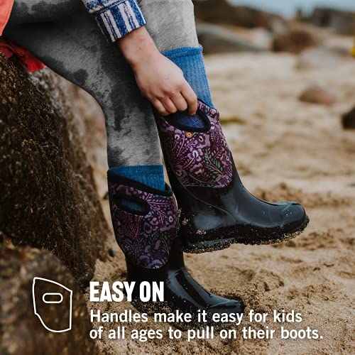 Bogs Kids York Boys and Girls Waterproof Insulated Rubber and Neoprene Winter Rain Boot, Solid Black, 8 US Unisex Toddler