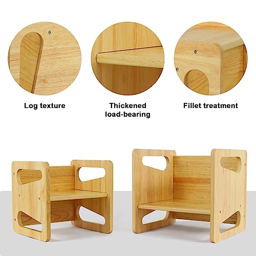 HYUNLAI Montessori Weaning Table and Chair Set Real Hardwood Students Multi-Use Cube Kitchen Perfect Activity Table and Chair Set for Childre