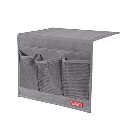 Zafit Bedside Storage Organizer, Table Cabinet Storage Organizer Bedside Organizer Caddy for Remotes Phone Glasses (Classic 4 Pockets-Grey)