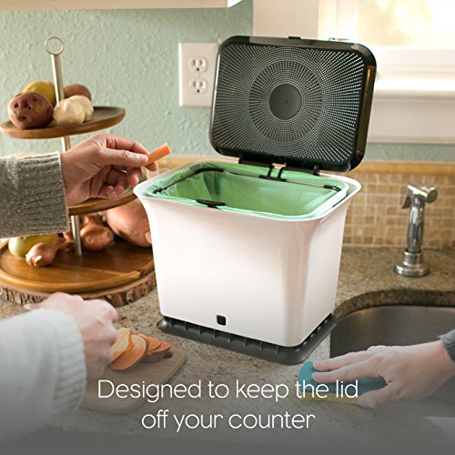 Full Circle Fresh Air Odor-Free Kitchen Compost Bin, Green Slate
