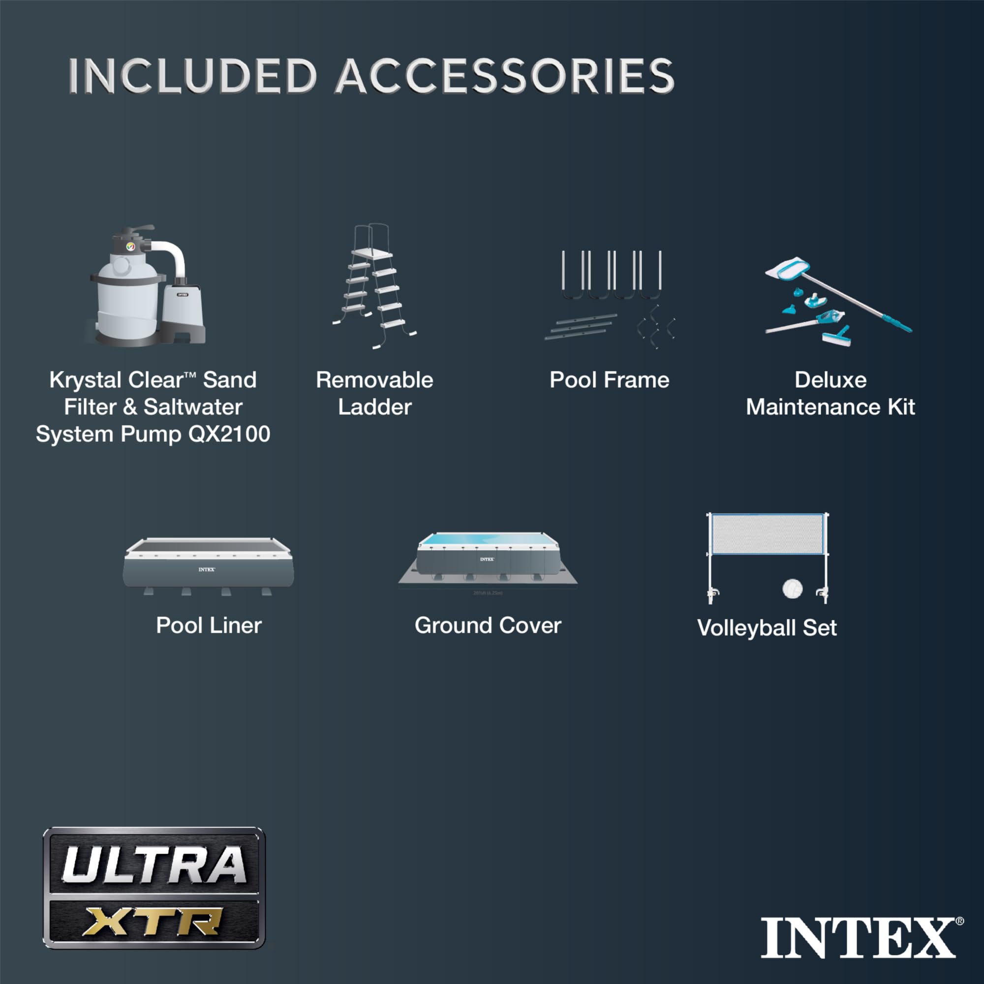 INTEX 26367EH 24'x12'x52" Ultra XTR Frame Outdoor Above Ground Swimming Pool Set with Sand Filter Pump, Ladder, Ground Cloth & Protective Canopy