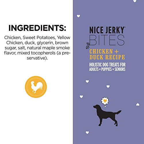 I and love and you Nice Jerky Bites - Grain Free Dog Treats, Chicken + Duck, 4-Ounce, Pack of 1