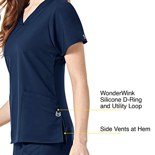 WonderWink W123 Women’s Basic V-Neck Scrub Top — Navy, Medium