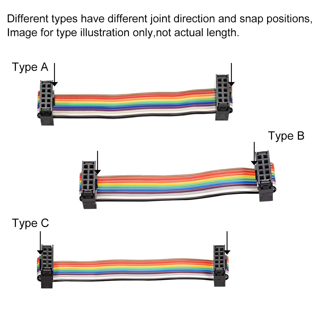 uxcell IDC Rainbow Wire Flat Ribbon Cable 40 Pins 118cm Length 2.54mm Pitch Type-C
