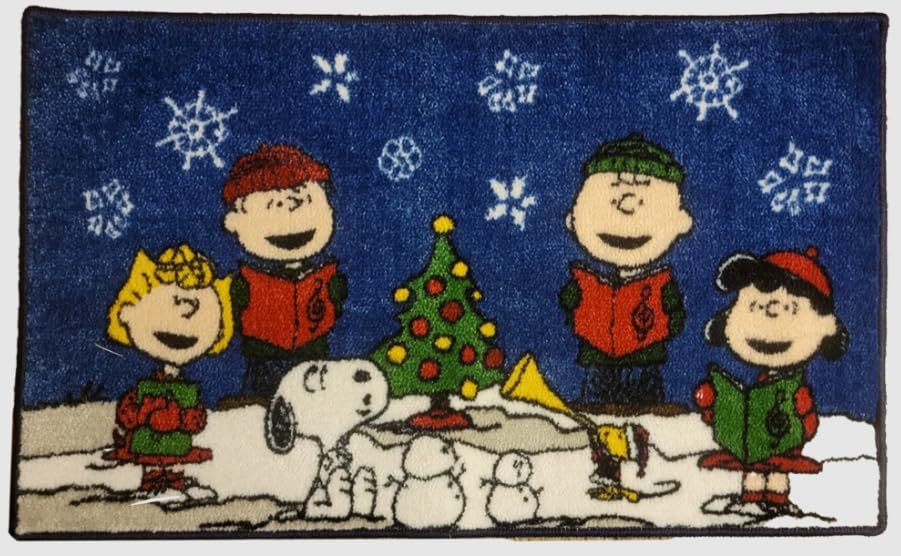 Nourison Peanuts Characters Accent Rug, Holiday Caroling Around the Tree, Area Rug, 18 x 30 Inches