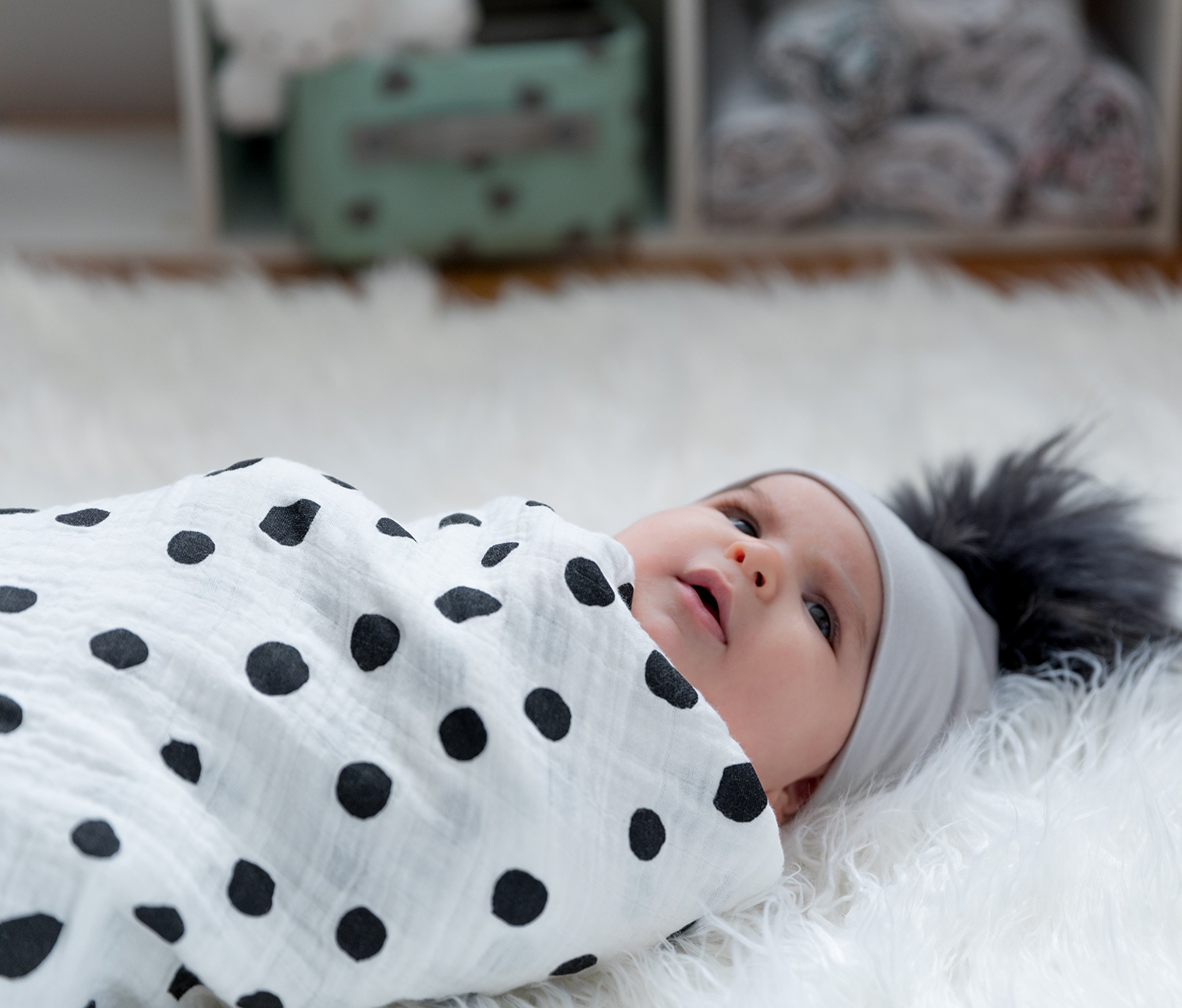 Ely's & Co. Muslin Swaddle Blanket 100% Soft Muslin Cotton 3 Pack 47"x 47" (Black & White)