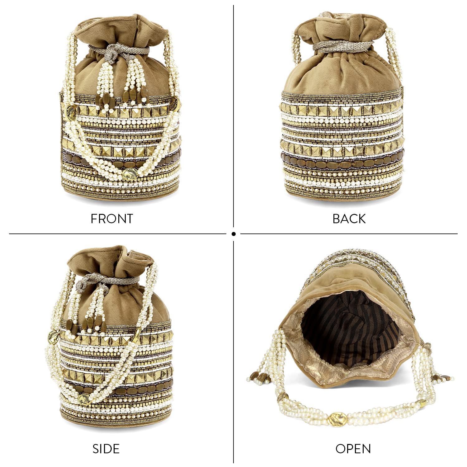 Aheli Indian Potli Bags for Women Evening Bag Clutch Ethnic Bride Purse with Drawstring (P20W)