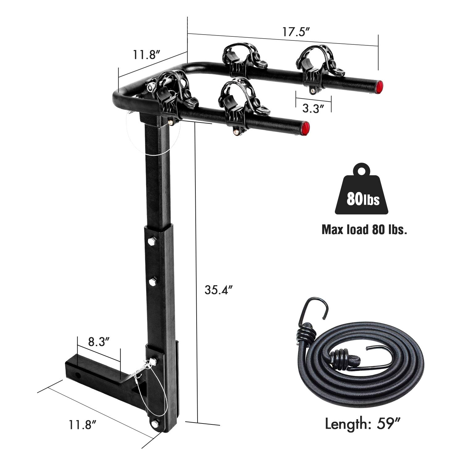 AA Products 2 Bike Rack Platform Hitch Mount Rack Foldable Bicycle Rack for Cars, Trucks, SUV's and Minivans, Fits 2'' Hitch Receiver
