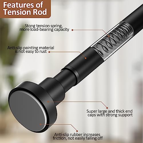 BRIOFOX Shower Curtain Rod Adjustable 75-89 Inch, Spring Tension Shower Rod No Drilling Non Slip, Matte Black