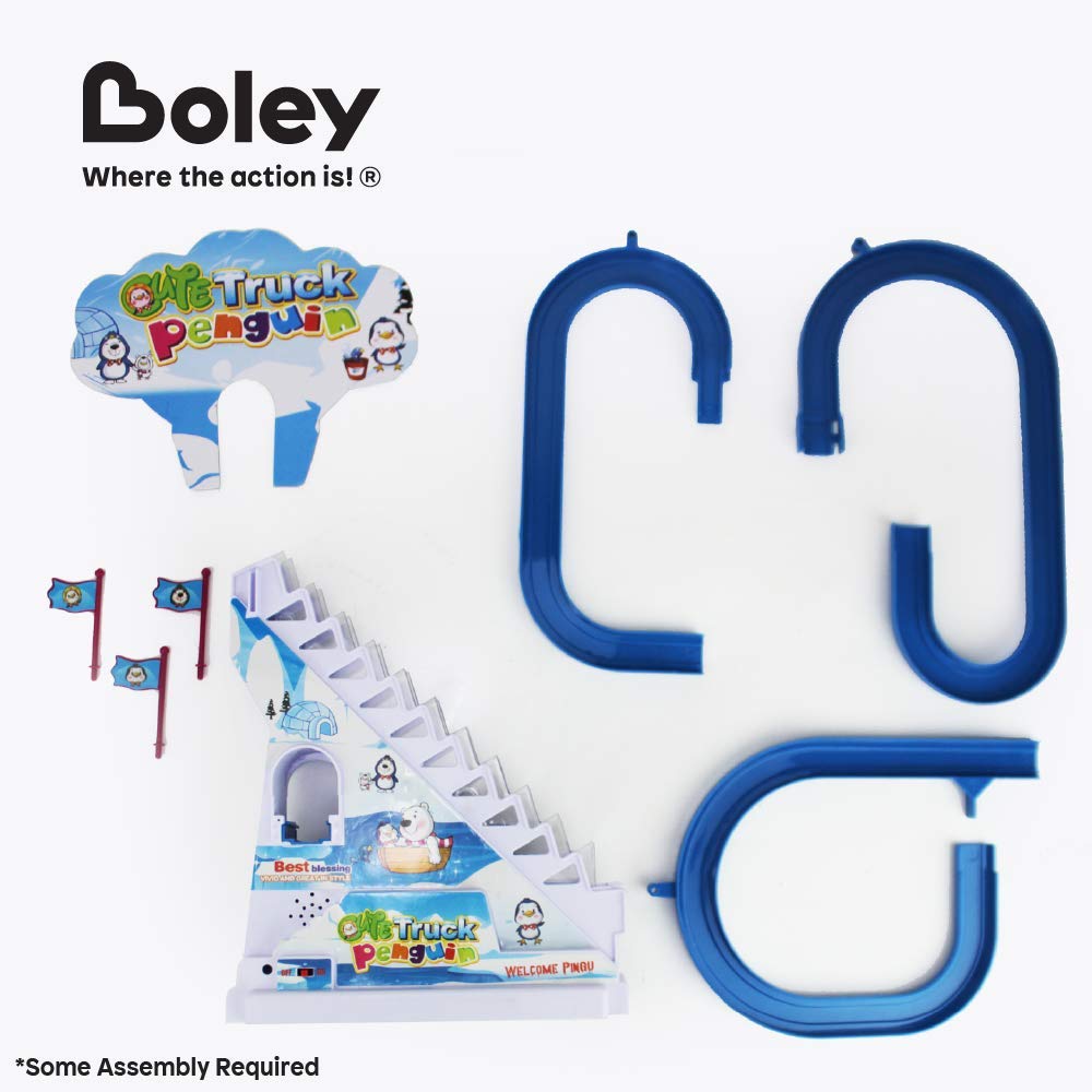Boley Musical Penguin Roller Coaster - 11 Piece Set with Tiny Penguin Toys and Customizable Race Track