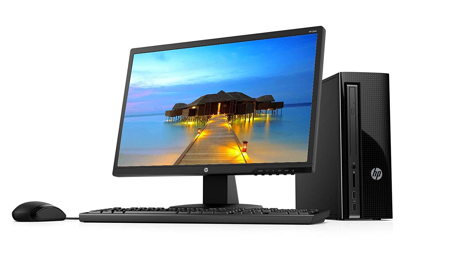 HP 2018 Slim High Performance Desktop Tower PC with Keyboard&Mouse 21.5" Monitor Bundle Intel Pentium G4560T Processr 4GB RAM 1TB HDD DVD-RW 802.11AC USB 3.0 Windows 10