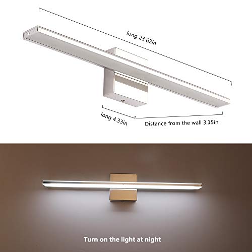 BRIVOLART LED Vanity Lights, 24 Inch 14W Cool White 6000K LED Bathroom Bedroom Vanity Light Fixtures Modern Chrome Bathroom Vanity Lights for Mirror