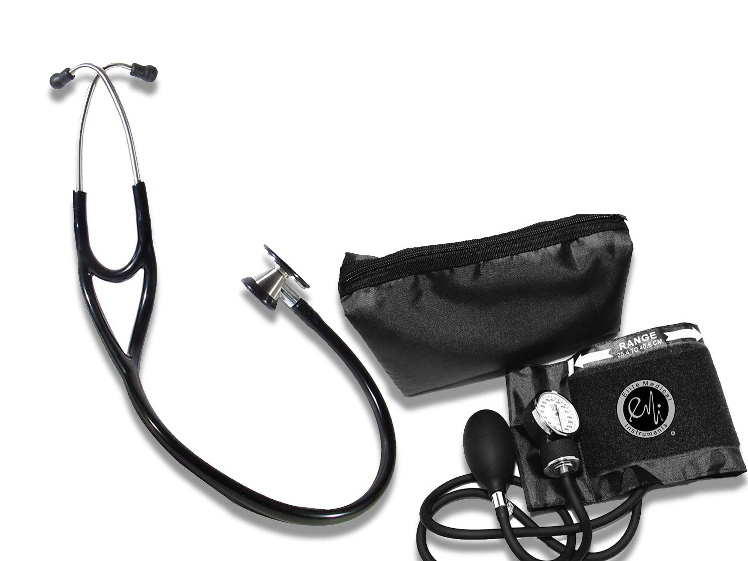 EMI Platinum Series Deluxe Black Cardiology Stethoscope ESC-333 AND EBD-217 Sphygmomanometer Set