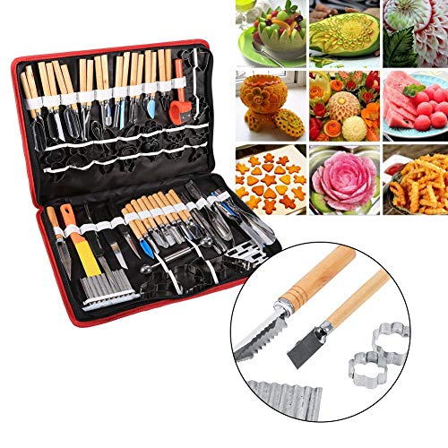 Yosoo 80PCS/Set Culinary Carving Tool Kit,Chrome steel Culinary Carving Peeling Tools Kit,for Fruit Vegetable Garnishing Carving Slicing including Carry Bag Halloween Pumpkin Carving Kit