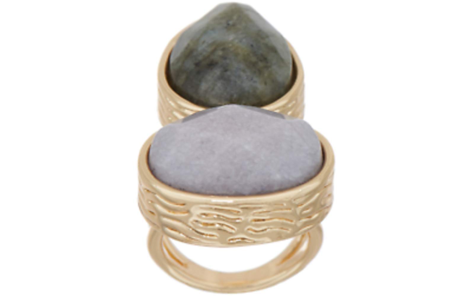 AFFY Samantha Wills 'Here Comes the Sun' Bold Ring (Labradorite: goldtone, gray quartzite, 8)