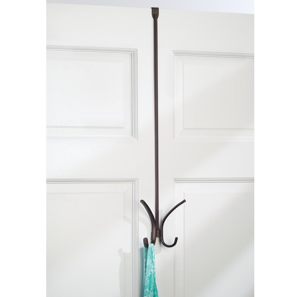 iDesign Axis Easy Reach 24" Quad Hook, Over the Door Towel Holder or Coat Rack for Bathroom, Bedroom, Office Closet Storage, 4.7" x 3.8" x 24", Bronze