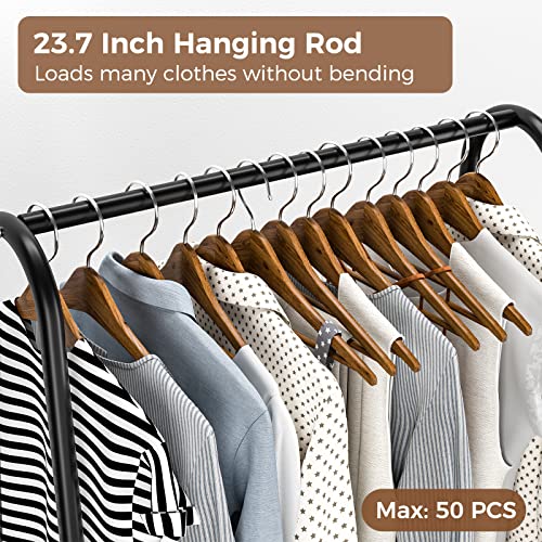 JEROAL Clothing Garment Rack, Coat Organizer Storage Shelving Unit, Entryway Storage Shelf with 2-Tier Metal Shelf, Black
