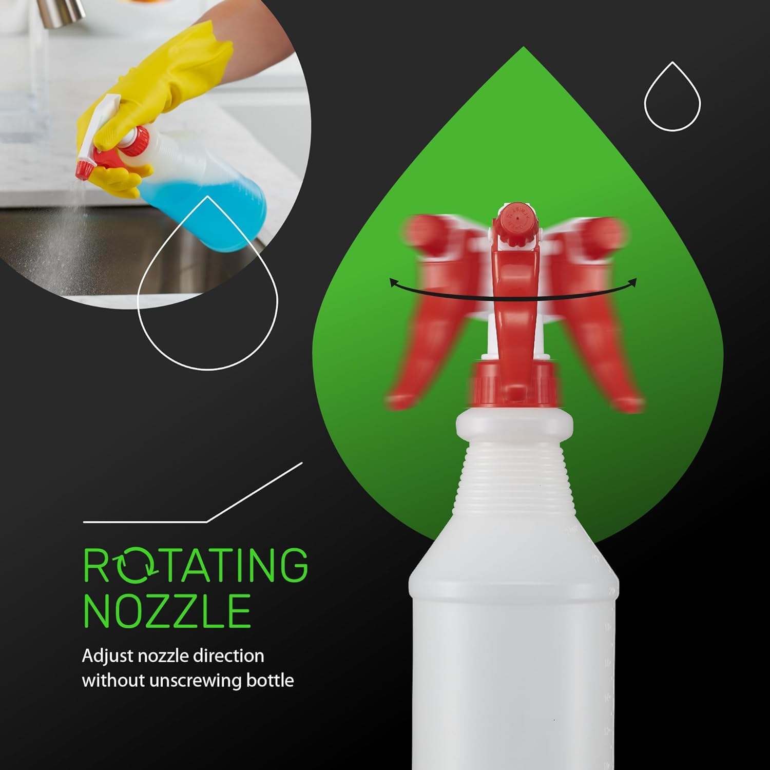 SUPER+ 4 Pack Plastic Spray Bottles 24 OZ β Leak Proof, Adjustable Nozzle, Empty Spray Bottles For Cleaning Solutions, Plants, Pet, Or Diy Spray Bottle (4)