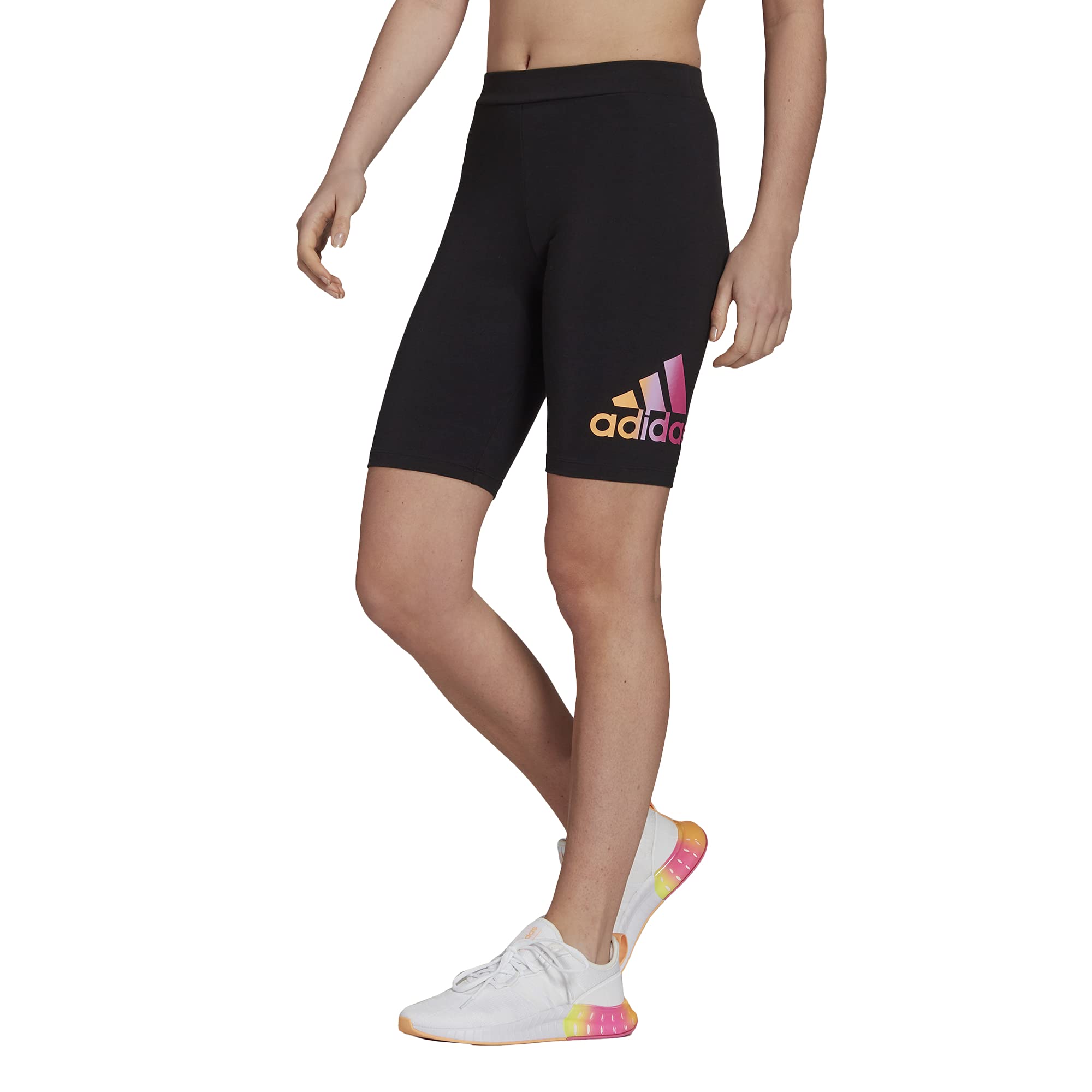 adidas Women's Gradient Logo Bike Shorts, Black, Medium