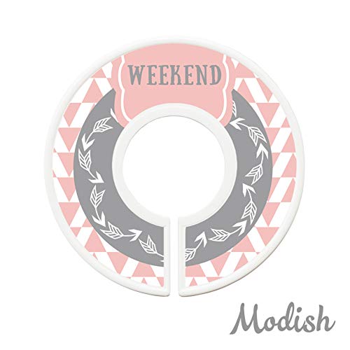 Modish Labels, Weekly Clothes Organizer, Days of the Week Closet Organizer System, Daily Closet Organizer, Closet Dividers, School Clothes Dividers (Pink Arrows)