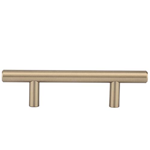 Amazon Basics Euro Bar Cabinet Handle (1/2-inch Diameter), 5.38-inch Length (3-inch Hole Center), Golden Champagne, 25-pack