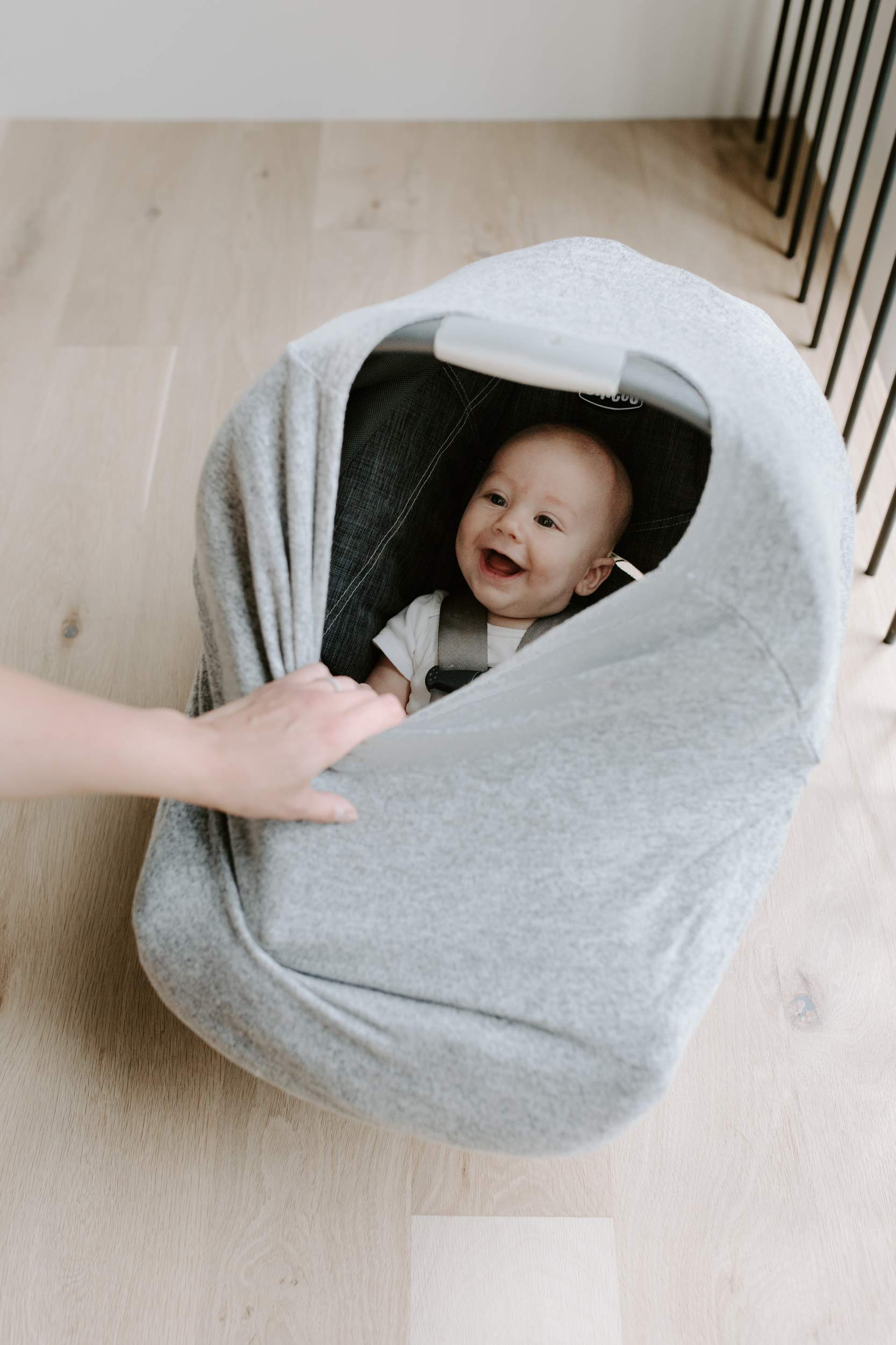 aden + anais Snuggle Knit 6-in-1 Stretchy Multi-Use Cover for Car Seat, Nursing, Cart, Baby Swing, High Chair, Infinity Scarf, Heather Grey