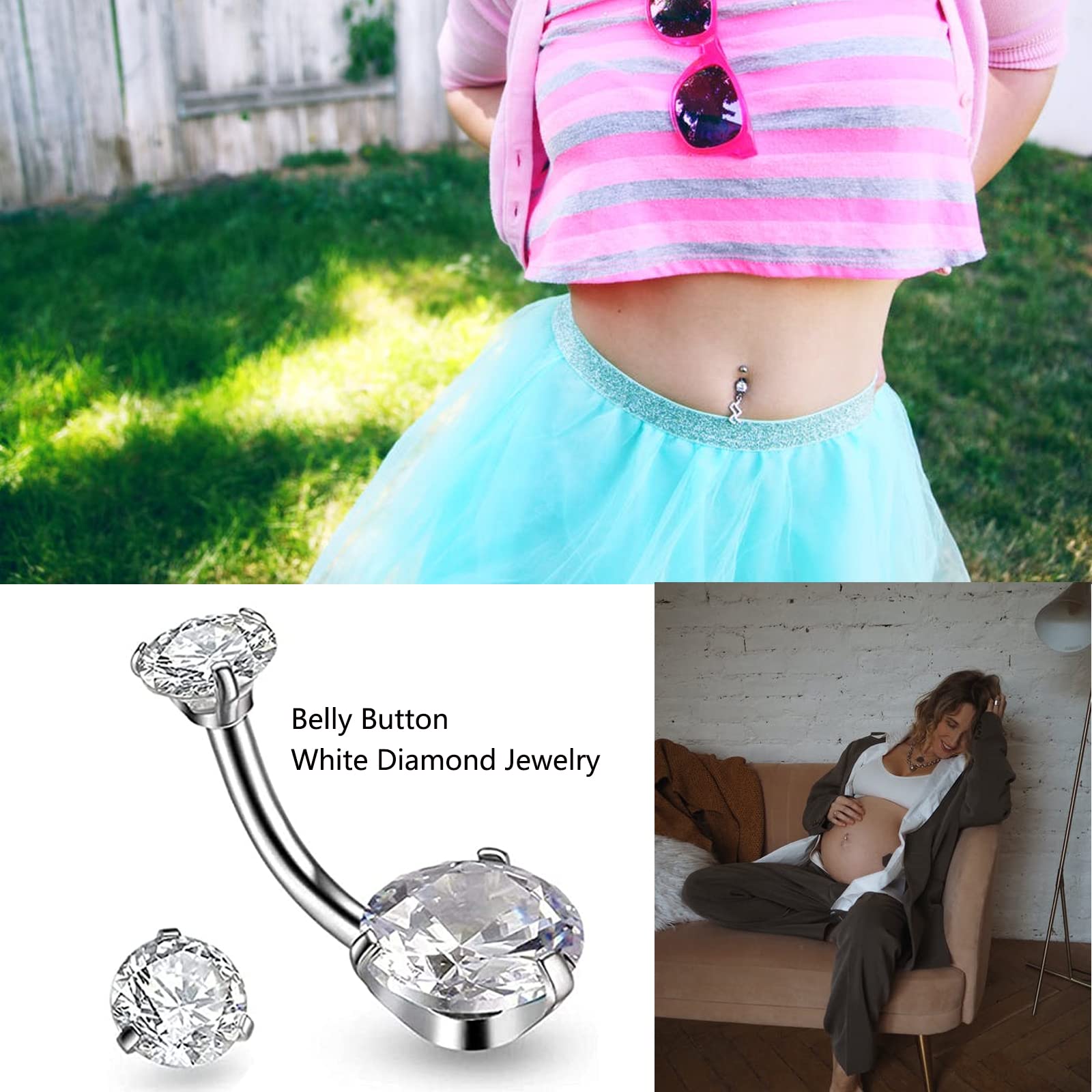 Belly Piercing Kit - Urknall Belly Button Piercing Kit Navel Piercing Kit with 14G Belly Button Jewelry 316L Steel Piercing Needles and Piercing Clamps for Navel Rings Piercing Kits Piercing Supplies
