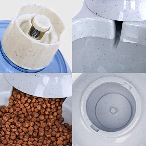 Zcaukya Automatic Cat Feeder and Water Dispenser Set, 1 Gal x 2 Gravity Dog Water Fountain Pet Food Feeder (Grey)