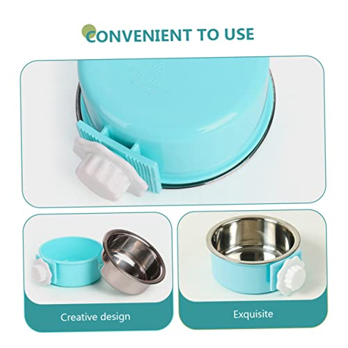 Balacoo Puppy Crate Bowls Cages Anti Multi-Function Removable Cage Bowl Slip Adorable Non- Household Bird Anti-Overturn No Container - Water Stainless for Blue Cat Coop Portable Pet Food