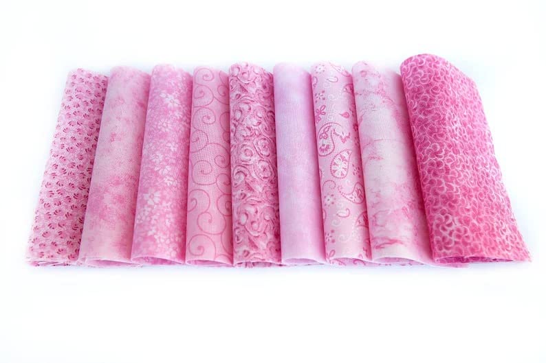 90 Piece It's All Pink Cute pre-Cut Charm Pack 5" Squares 100% Cotton Fabric Quilt Pink Tone on Tone