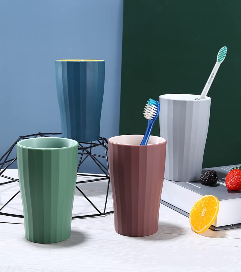 Awhale Mouthwash Toothbrush Cup, Bathroom Tumbler Cup, Unbreakable Bathroom Wash Cup, Soft and Easy Grip, Large Capacity 360ML (Blue and Grey)