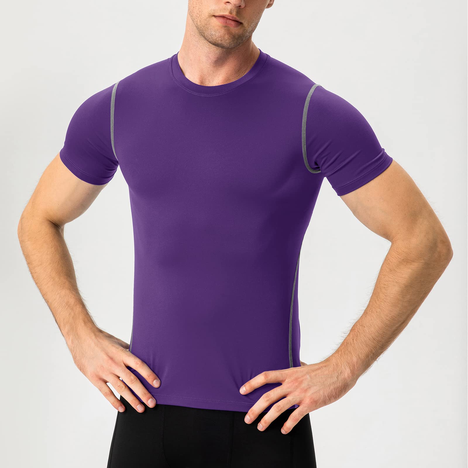ABTIOYLLZ Men's Compression Shirts Athletic Cool Dry Short Sleeve for Men Workout T-Shirts Base Layer Undershirt