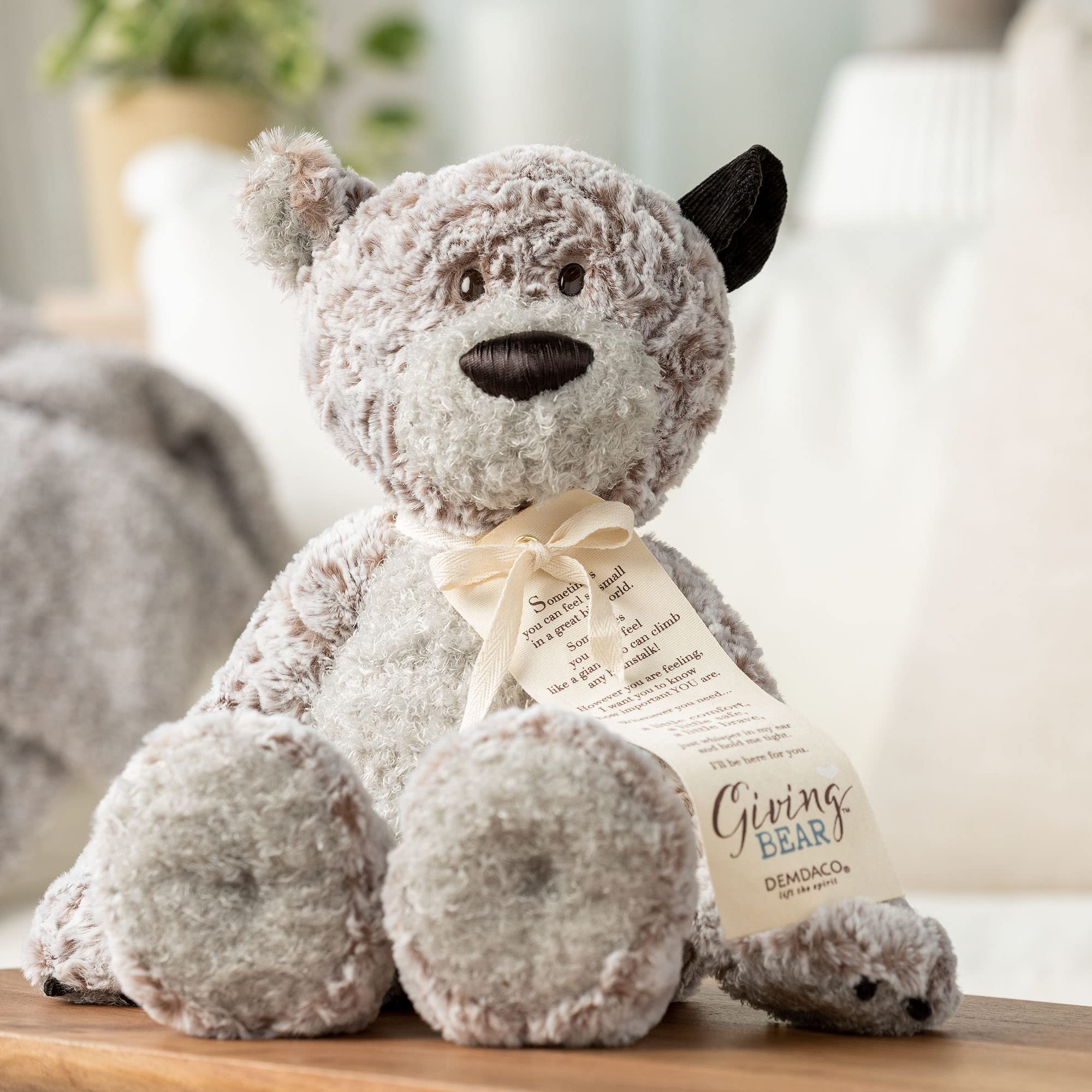 DEMDACO Giving Bear with Corduroy Ear Children's Plush Stuffed Animal Toy