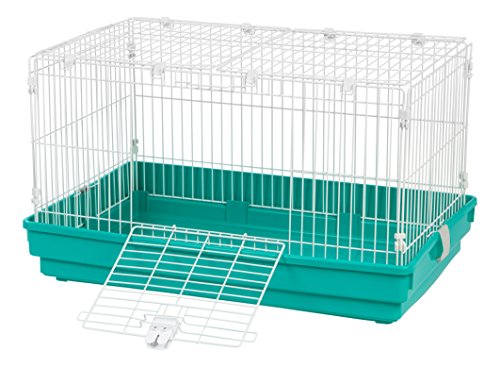 IRIS USA Medium Wire Animal House, Easy to Clean Cage with Wide Access Drop Down Door for Small-Sized Pets Animals Rabbits Guinea Pigs Rats, Green