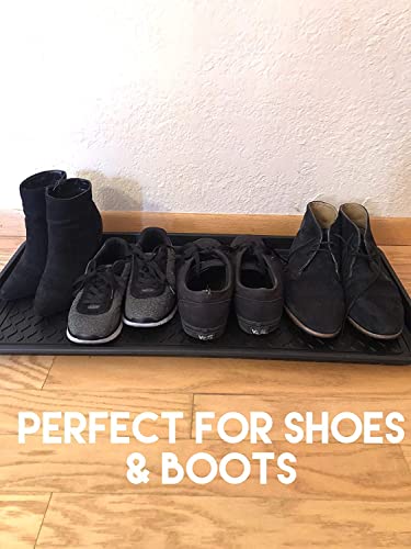 Zenn (1 Pack) Multi-Purpose Durable Black Tray 30" x 15" x 1.2", Indoor & Outdoor Shoe & Boot Tray, Drying Tray, Dog Water Mat, Litter Box Mat