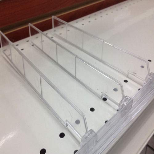 Universal Shelf Lip & Adjustable Depth Divider Kit, [5] 48" L Adhesive Front Lips w/ [50] 1" H Divider