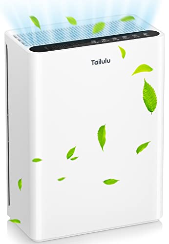 Tailulu H13 True HEPA Machine for Home Large Room up to 1614 Ft², Helpful for Dust Smoke Pollen Allergies Pets Hair Dander, Ozone Free, White