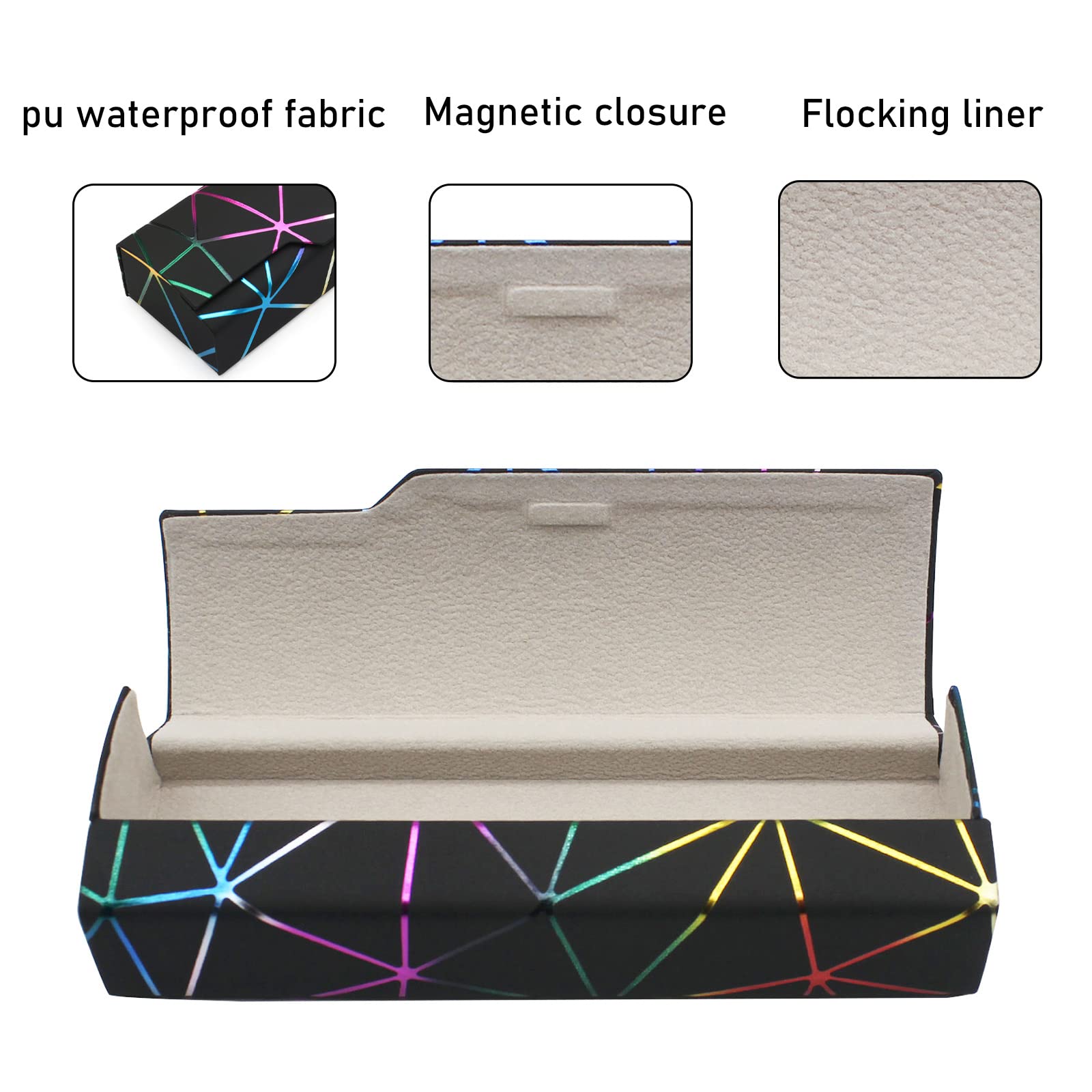 Abwuulq- lattice dazzling glasses case,Portable protective case for glasses,Fashion glasses rigid cover,unisex… (black)